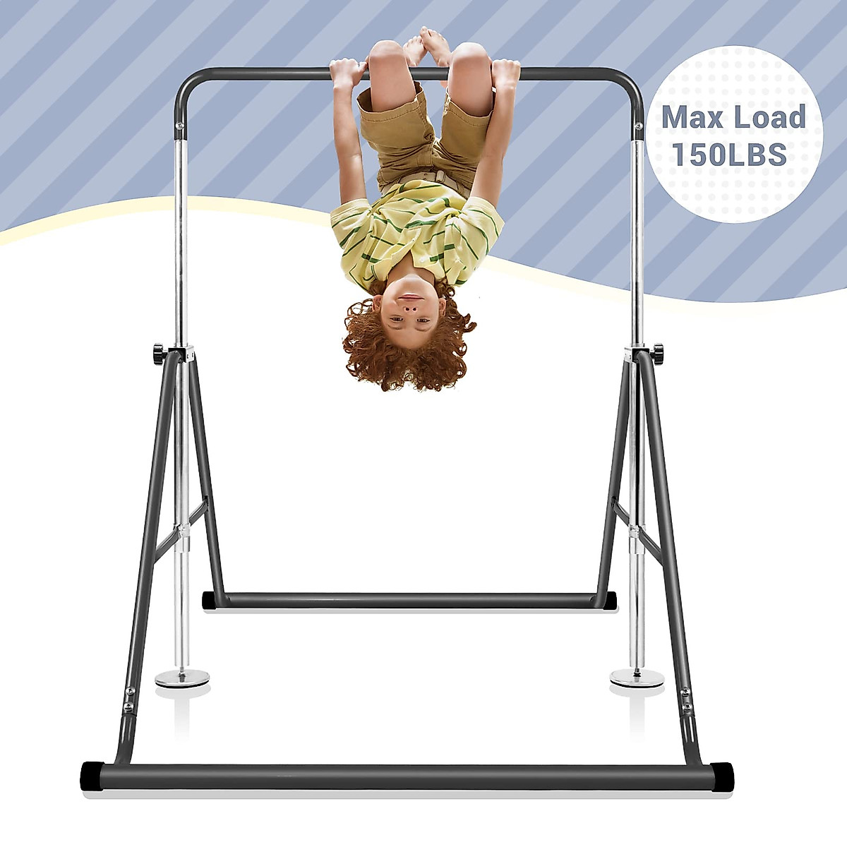 BangTong&Li Gymnastics Bar for Kids Height Adjustable Horizontal Bar Folding Gymnastics Junior Training Bar for Home Gymnastics Equipment (Black)