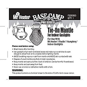 Mr. Heater Base Camp Pro Series Tie-On Mantle for Indoor Propane Gaslights, Small