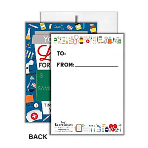 Tiny Expressions – Medical Appreciation Coffee Gift Card Holders (4 Pack) | Set of 4 with Envelopes | Hospital Themed 5"x7" Gifts for Nurses, Doctors, Medical Assistants & Employees | Made in USA