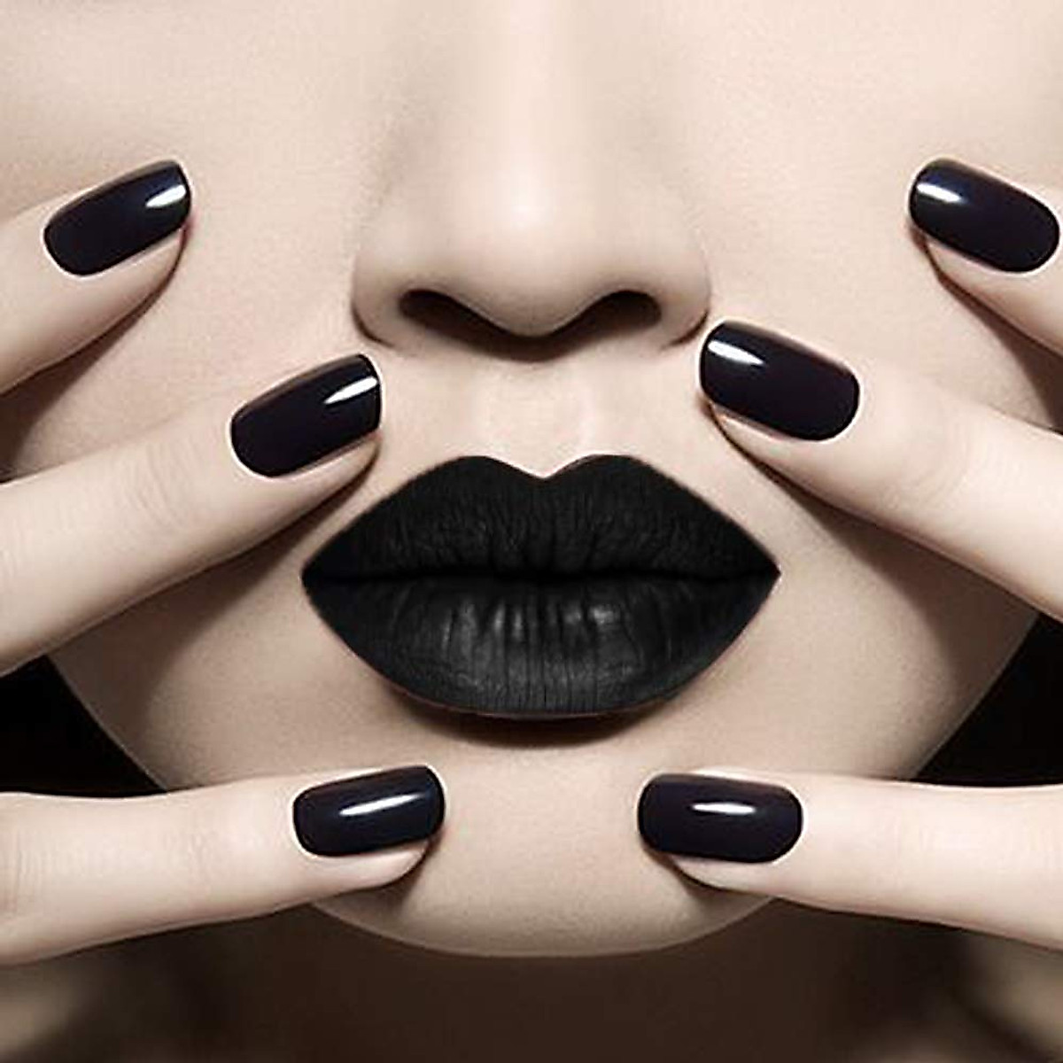 Coosa Professional Makeup Matte Liquid Lipgloss & Lip Liner Set Long Lasting Waterproof Liquid Lipstick Set, Black (2 PCS)