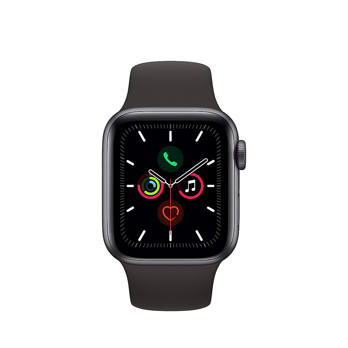 Apple Watch Series 5 (GPS + Cellular, 40MM) - Stainless Steel Case with Black Sport Band (Renewed)