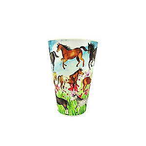 TINYMILLS Horses Floral 14oz Travel Mug - Eco-Friendly Reusable Plant Fiber Travel Mug Birthday Gift Equestrian Horse Lover