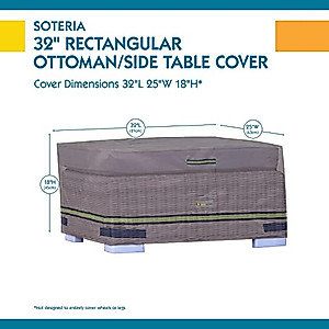 Duck Covers Soteria Waterproof 32 Inch Rectangular Patio Ottoman/Side Table Cover, Outdoor Ottoman Cover