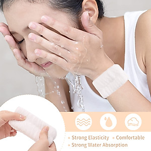 CGBARBER Spa Headbands for Washing Face, Wash Spa Yoga Sports Shower Head Band Terry Towel Cloth Hair Band for Skin Care, Makeup Removal Wrist Washband Hairpin Set (White)
