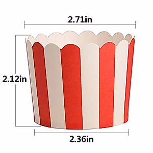50-Pack Muffin Cups Baking Paper Cup Cupcake Muffins Liners Red and White Stripes Baking Cups, Bottom Dia 2.3 Inch