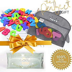 Bath Toy Storage Jumbo+36 Eco-Safe Educational Foam Baby Bath Letters and Numbers|Bath Toy Organizer Mesh Net Shower Caddy for Baby Bath Toys for Toddlers 1-3| Quick Dry Bathroom Decor Bath Toy Holder