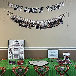 Rookie Year 1st Birthday Decorations,Baseball 12 Months Photo Banner,First Birthday,Baseball Milestone Banner