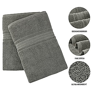SIMPLY LOFTY Luxury Bath Sheet Towels 35x70 Inch (2 Pack) Premium Extra Large Thick Bath Sheets Oversized Bath Towels Highly Absorbent Quick Dry Jumbo Bath Sheet Towel Hotel Quality (Grey)