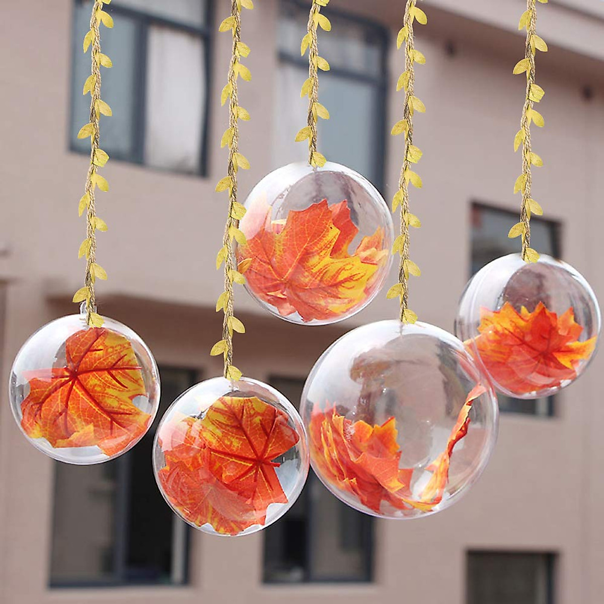 YuCool 3 Rolls 98 Feet 5MM Gold Burlap Leaf Ribbon, with Artificial Green Leaves Braided Decorated Vine for Jungle Party Wedding Garden Home Decor