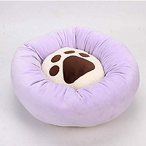 NC Creative Shape Cute Soft Plush Pet Nest Deep Sleep Cat Nest Dog Nest Bite-Resistant Footprints Round Cushion Cat Nest Small and Medium-Sized Dogs Available for Four Seasons