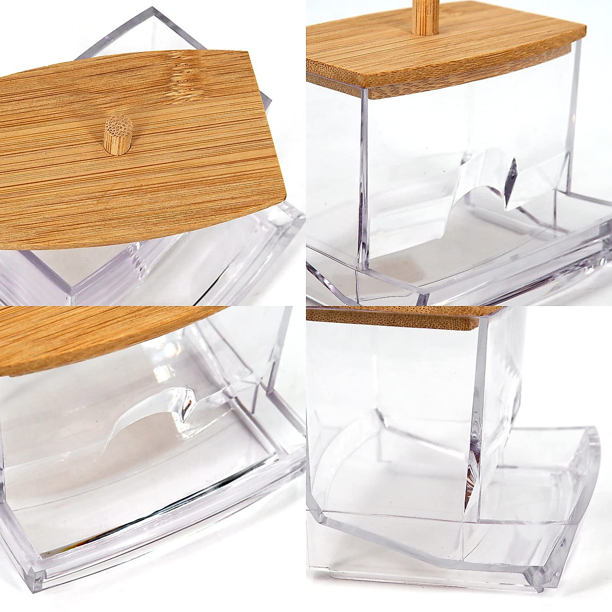 Yujanery Cotton Swab Pads Holde, Qtip Cotton Swab Dispenser, Bathroom Countertop Decorative Storage Organizer, Clear Holder for Storage 1 Pcs