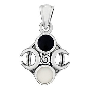Sterling Silver Phases Of The Moon Goddess Pendant - Lunar Magic Symbol