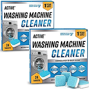 Washing Machine Cleaner Descaler 48 Pack - Value Size Deep Cleaning Tablets For HE Front Loader & Top Load Washer, Septic Safe Eco-Friendly Deodorizer, Clean Inside Drum And Laundry Tub Seal - 48 Count