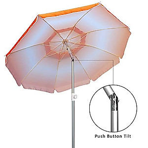 AMMSUN 6.5 ft Beach Umbrella with Sand Anchor,Portable Beach Umbrellas for Sand Heavy Duty Wind,UV 50+ Sun Protection Umbrella for Beach Patio Garden Outdoor,Carry Bag (Orange)