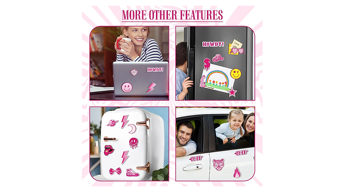 Cute Pink Preppy Fridge Magnets - 30 Piece Set