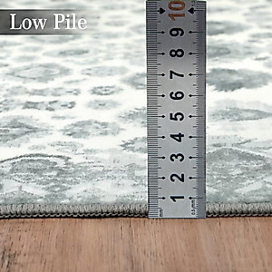 GAOMON Area Rug 9x12 Distressed Wahable Rug Vintage Tribal Medallion Large Rug Non Slip Washable Rug Accent Rug for Living Room Dining Room Office, Grey