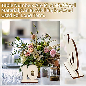 10pcs Wooden Table Numbers 1-10 Wedding Table Numbers with Stands Base Unfinished Wood Table Numbers Signs Holders