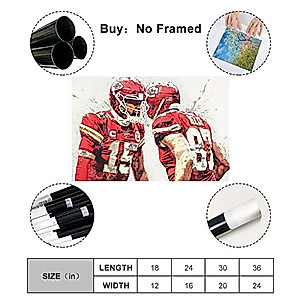 ChicReed Patrick Mahomes, Travis Kelce Poster Football Picture Canvas Poster Bedroom Decor Sports Landscape Office Room Decor Gift Unframe: 12x18inch(30x45cm)