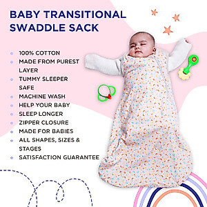 Premium Baby Sleep Sack with Baby BIB, 100% Cotton Toddler Sleeping Sack, Cute and Comfortable Baby Swaddle Sack has Adjustable Length for Infants and Toddlers (Grey, 6-15 Months)