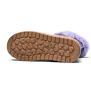 K KomForme Girls Snow Boots Warm Fur Lined Glitter Strap Winter Shoes Lightweight with Hook-and-loop(Toddler/Little Kids/Big Kids)