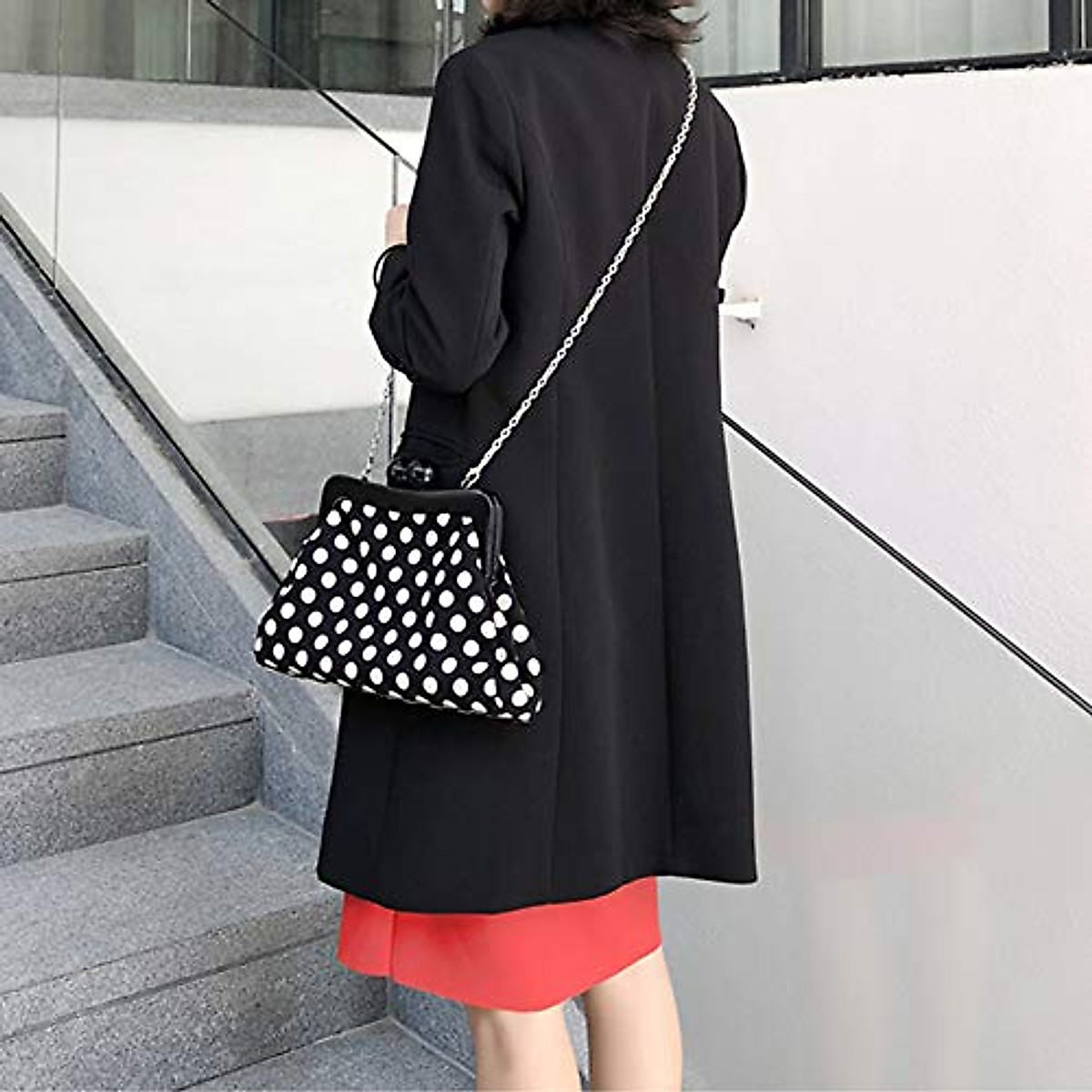 Menurra Polka Dot Evening Bag Clutch Purse for Women Wedding Party Handbag Cocktail Bag