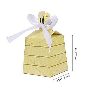 NUOLUX 50Pcs Paper Party Boxes Cute Beehive Bowknot Candy Boxes Gift Bags for Baby Shower Birthday Decorations
