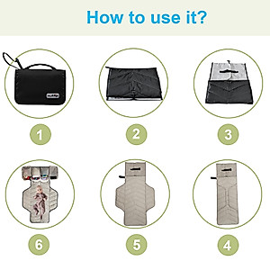 Extra Large Portable Diaper Changing Pad,Foldable Travel Diapering Changing Mat with Pockets,Reusable Compact Changing Station,Baby Shower Gifts for Newborn Girl & Boy