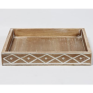 Dugunusu Farmhouse Wood Decorative Tray 12''X12'', Rustic Serving Tray, Tray for Ottoman, Coffee Table, Kitchen Counter, Crafts, Display (Square Brown)