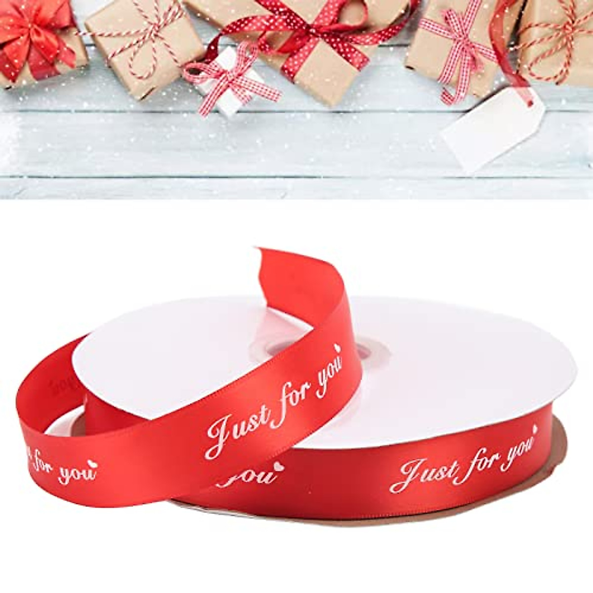 Hztyyier 100 Yards Red Satin Ribbon, 1.02 in Wide just for You Fabric Ribbon for Gift Wrapping, Floral Arrangements, Hair Bows, Sewing, Wedding Party Decoration