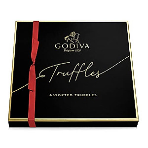 Godiva Chocolatier Signature Truffles Gift Box with Red Ribbon – 36 Piece Assorted Milk, White and Dark Chocolate Truffles with Gourmet Fillings - Unique Gift for Chocolate Lovers