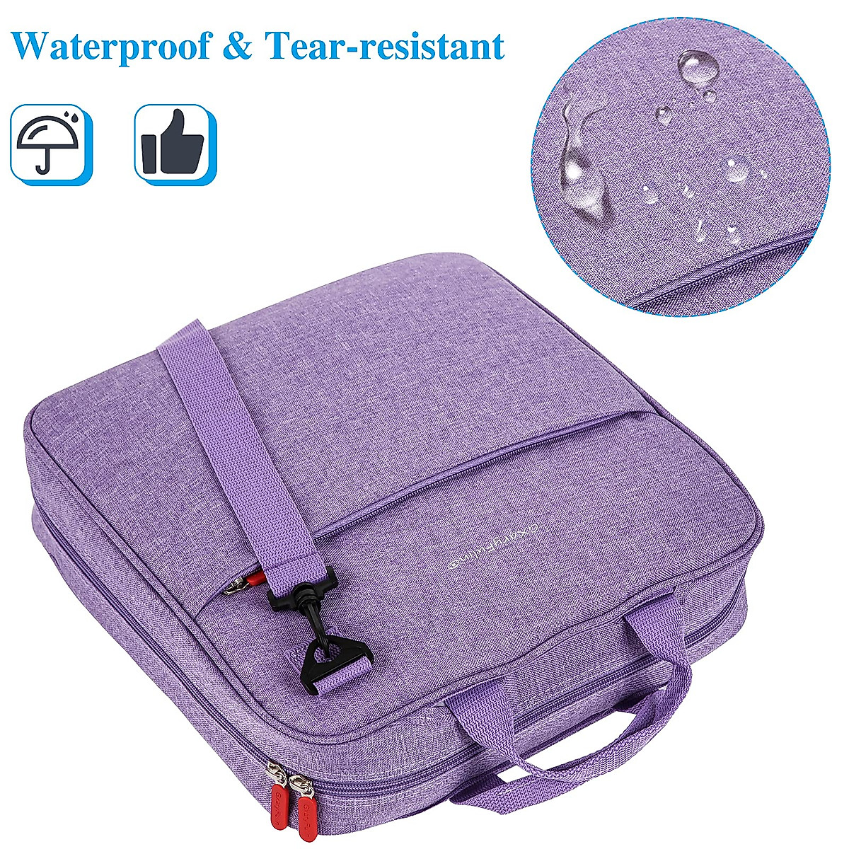 GXaryFulin Zipper Binder with Shoulder Strap & Handle, 3 O-Ring Binder for Office & School Supplies (2 inch, Purple)