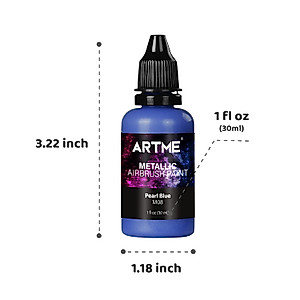 ARTME Airbrush Paint, 12 Metallic Colors Airbrush Paint Set Opaque & Water Based Acrylic Metallic Airbrush Paint, Ready to Spray, Leather & Shoe Airbrush Paint Kit for Artists, Beginners, and Students
