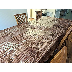 Iconikal Woodgrain Plastic Tablecloth Table Cover, Aged Clear Hemlock, 54 x 108-Inches, 3-Pack