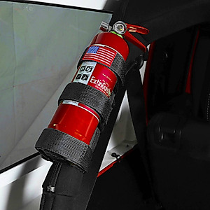 Adjustable Roll Bar Fire Extinguisher Mount Holder 3 lb for Jeep Wrangler Unlimited CJ YJ LJ TJ JK JKU JL JLU 4XE,Black with USA Flag Pattern