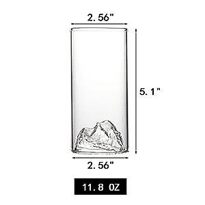 SFXFJ Juice Glasses, 6(5&1) Packs Crystal Mountain Old Fashioned Glasses, Borosilicate Glass Tea Cups, Bourbon Glasses for Men and Women(350ML/12OZ)