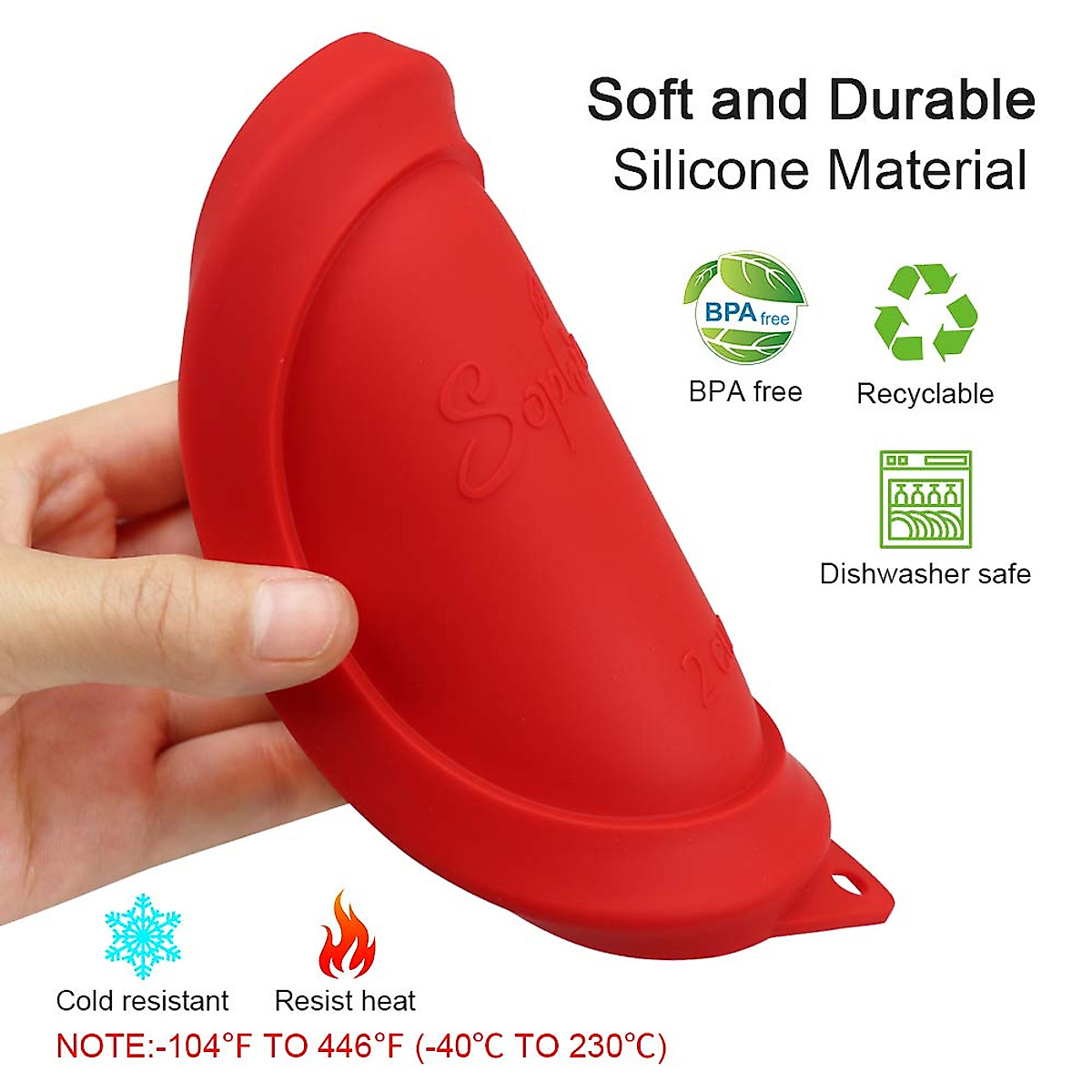 Sophico 2 Cup Round Silicone Storage Cover Lids Replacement for Anchor Hocking and Pyrex 7200-PC Glass Bowls (Container not Included) | Mix | 4 Pack