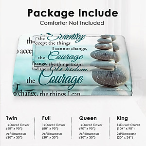 jamie world Beach Serenity Prayer Bedding Set Twin Full Queen King Size Christian Stone Duvet Comforter Cover Peace Cozy Quilt Cover Decorative Soft Bed Sets with 2 Pillowcases for Kids Adults