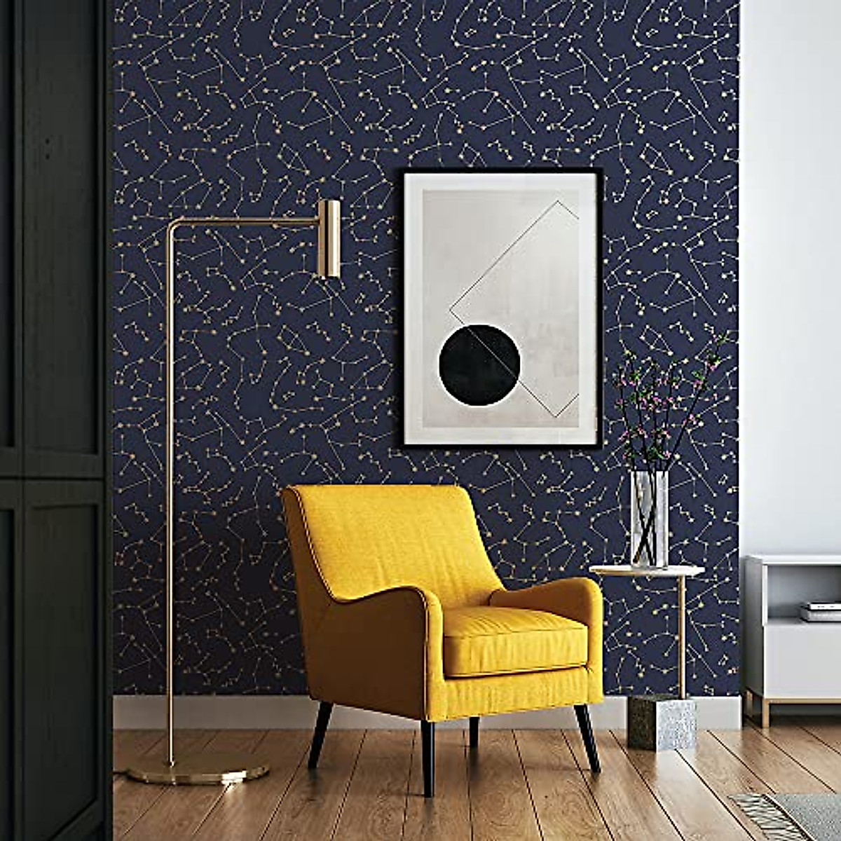 Novogratz x Tempaper Navy Constellations Removable Peel and Stick Wallpaper, 20.5 in X 16.5 ft, Made in the USA