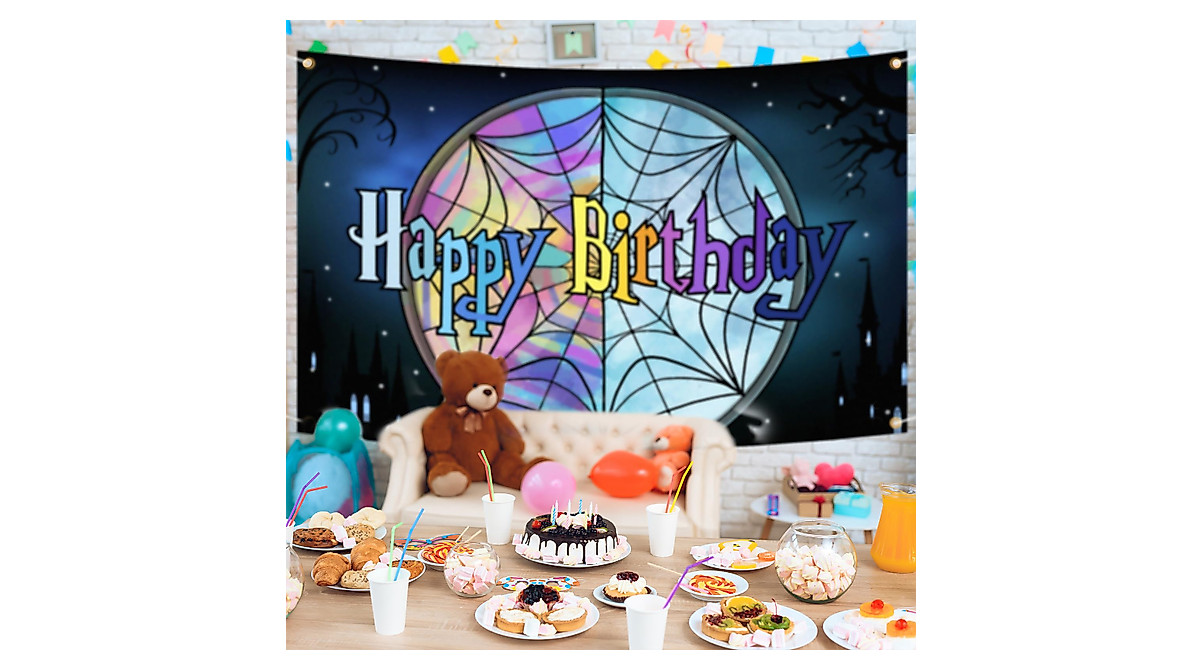 Wednesday Birthday Backdrop | Horror TV Show Party Decorations