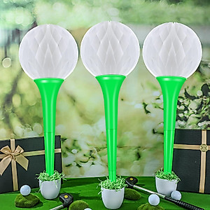 Blueweenly 8 Set Golf Table Centerpieces Golf Decorations for Party Include 8 Pcs 10 Inch Paper Honeycomb Balls and 8 Pcs Vuvuzela Plastic Trumpet DIY for Golf Bridal Shower End of Year Banquet