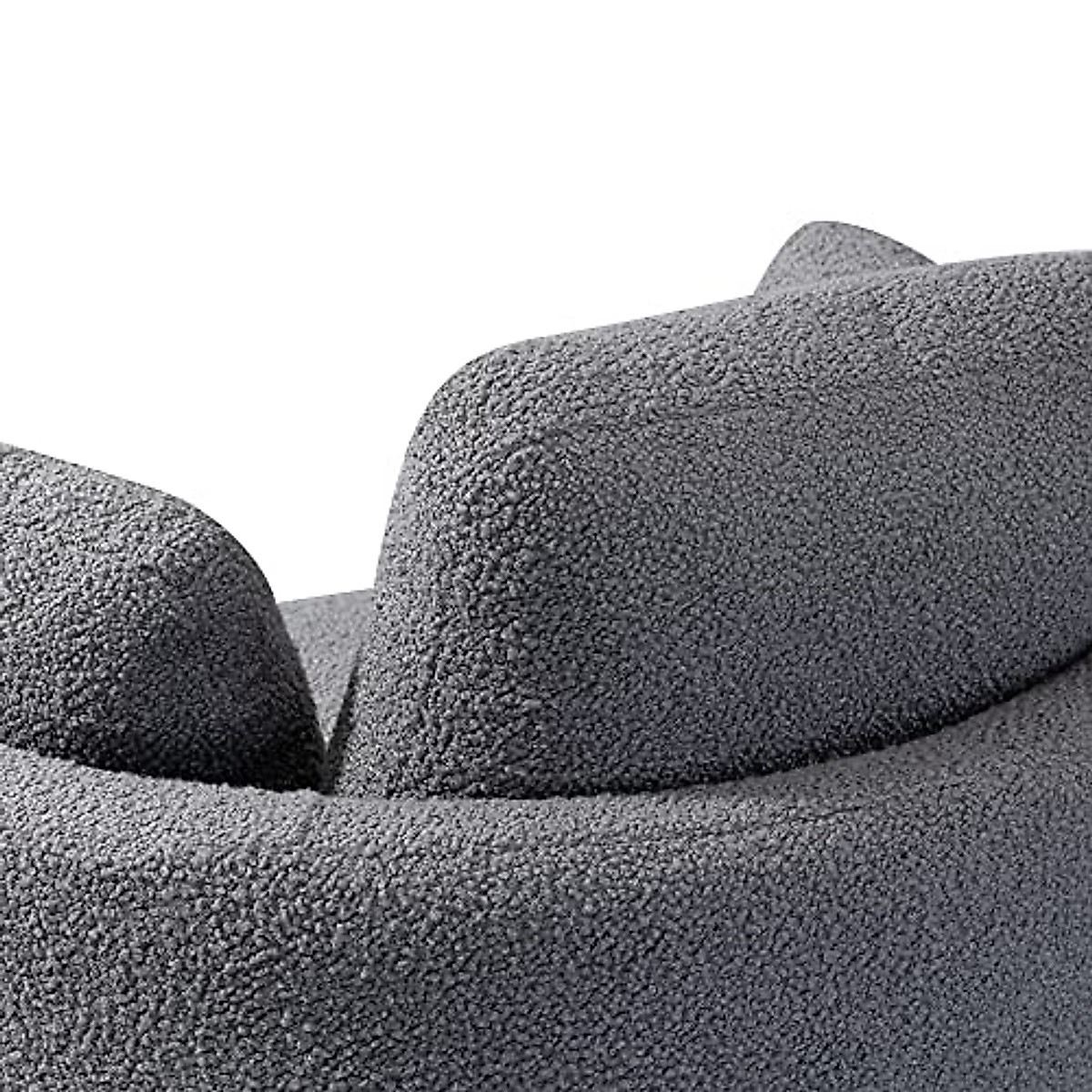 Dvasovio 42.2" W Swivel Accent Barrel Chair with 3 Pillows 360 Degree Swivel Lounge Club Round Chair, Oversized Arm Chair Cozy Club Chair for Bedroom Living Room Hotel, Ivory Boucle(Dark Gray)