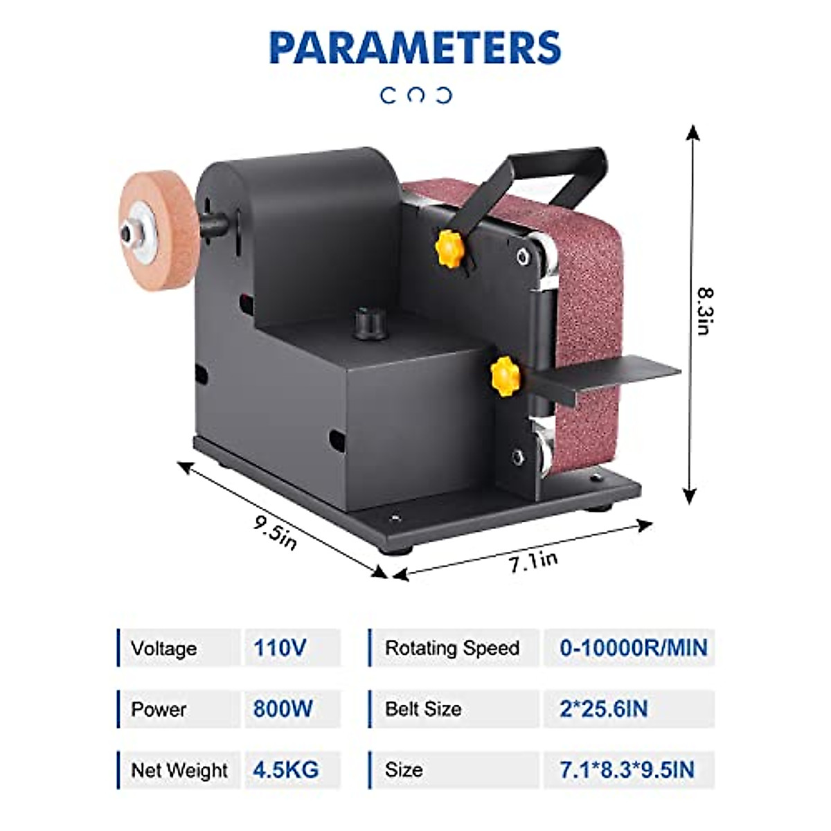 800W Electric Bench Belt Sander Mini Belt Sander Electric Knife Sharpener Electric Polishing Grinding Machine 2x13.8in Belt Sanding Machine for Knife Wood Metal Craft