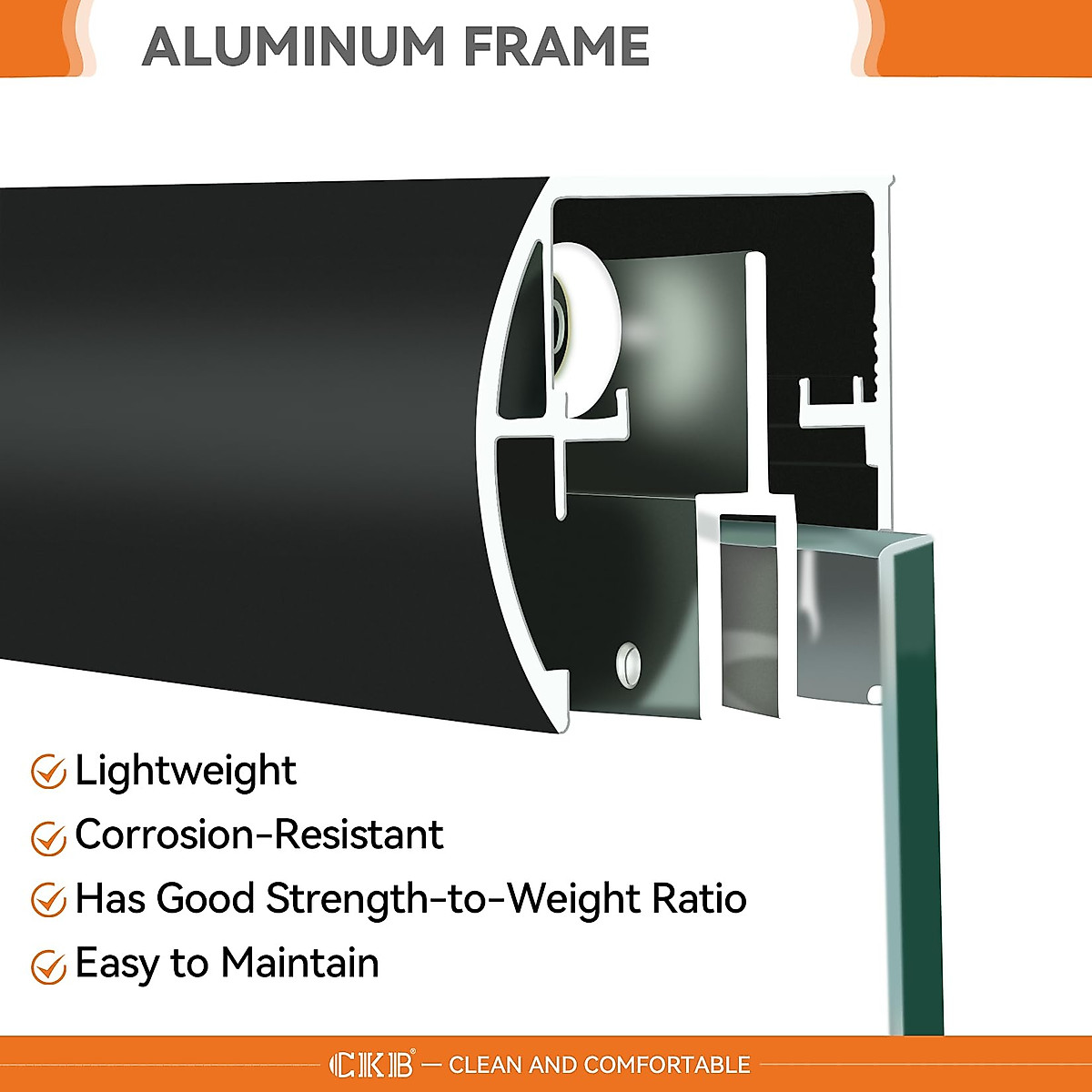 CKB Bathtub Sliding Doors, Semi-Frameless Bypass Tub Doors, 56-60 inch W x 56 inch Height, 1/4 inch Tempered Safety Glass, Matte Black, Berlin