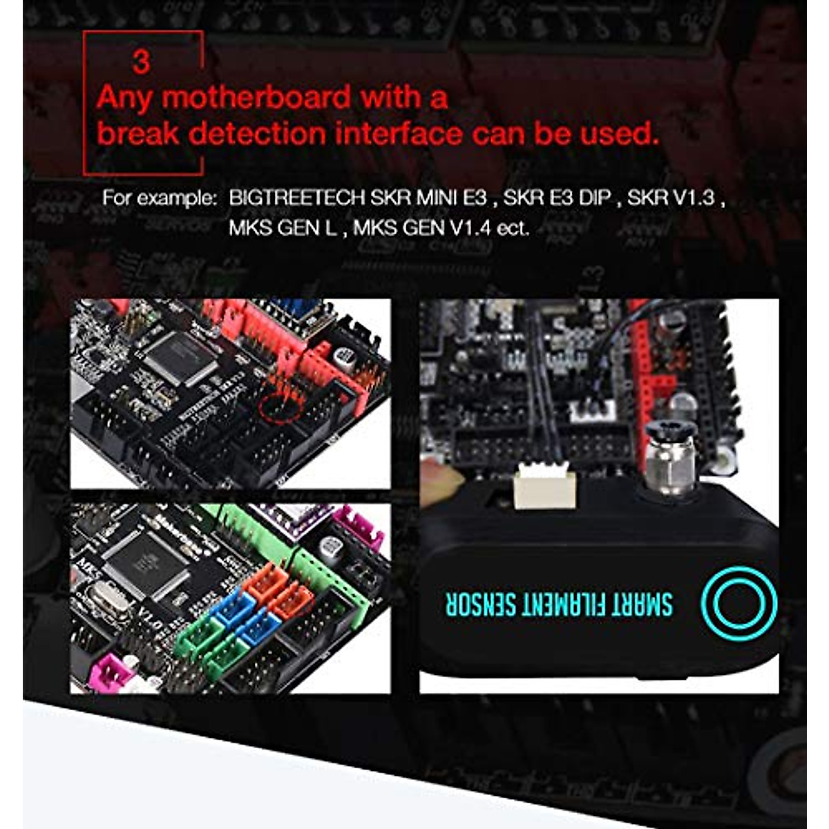 BIGTREETECH Direct SFS Smart Filament Sensor, 1.75mm PLA Filament Runout Sensor/Filament Break Detection Sensor Compatible with SKR Mini E3 V2.0, SKR Mini E3 V3.0, Octopus V1.1 Control Board
