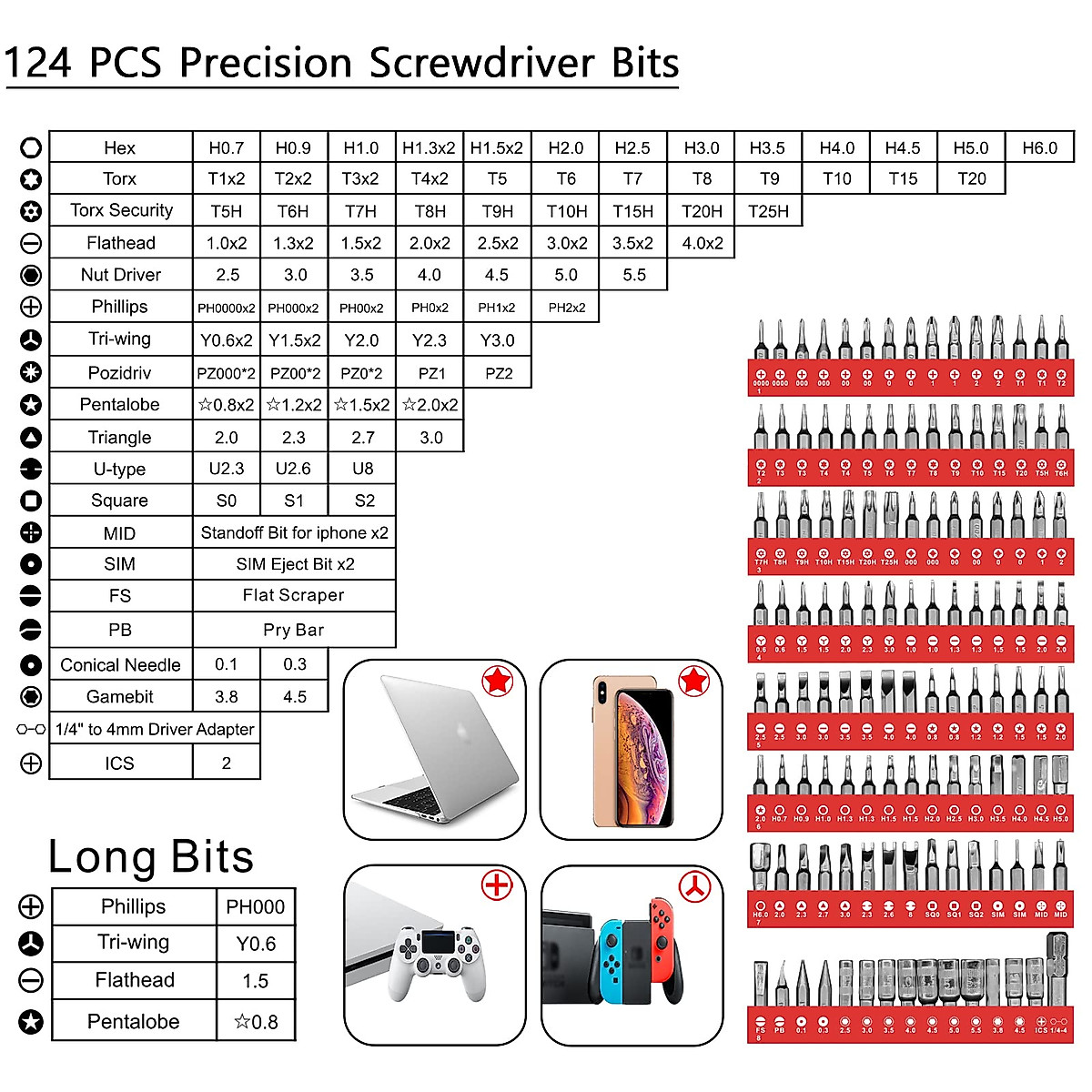150 in 1 Precision Screwdriver Set, Computer Repair Tool Kit, Laptop Screwdriver Kit, Electronics Repair Tool Kit for PC MacBook Cell Phone iPhone Nintendo Switch PS4 Xbox Controller(Red)