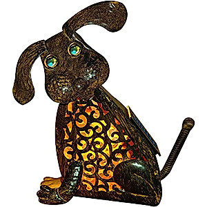 JAYXC HOME Dog Lantern Garden Statue Lamp Metal Rustic Figurine Vintage Dog Lantern Solar Powered Yard Decorations Zen Puppy Boston Terrier Novelty Night Lights Statues Outdoor Waterproof Yard