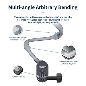 TELESIN Long Neck Mount Necklace Holder Lanyard Strap w Vertical Adapter, Chest Shoulder Head POV Selfie Body Attachment for GoPro Max Hero 12 11 10 9 8 7 Insta360 X3 GO 3 DJI Action 3 4 Accessories