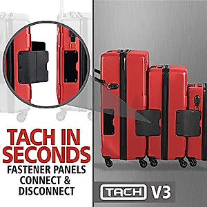 Tach V3 3-Piece Hardcase Connectable Luggage & Carryon Travel Bag Set | Rolling Suitcase with Patented Built-In Connecting System | Easily Link & Carry 9 Bags At Once (wine red)