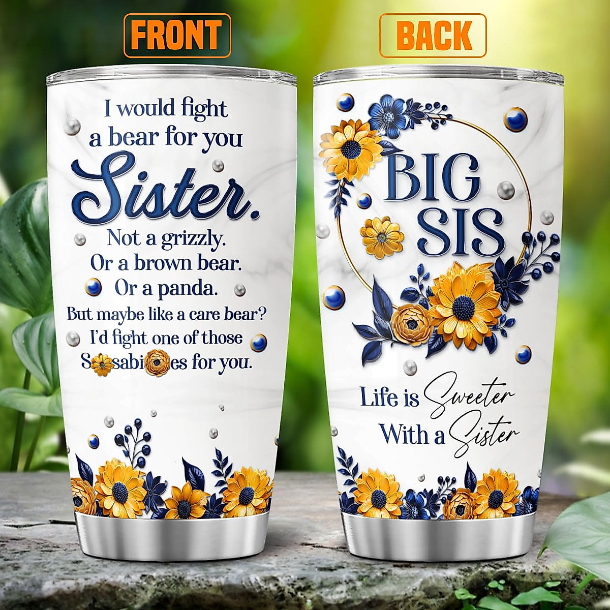 JENOIS Cups Soul From Sisters Tumblers, Sister Gifts, Sister Big Sis, Tumbler 20 Oz With Lid And Straw