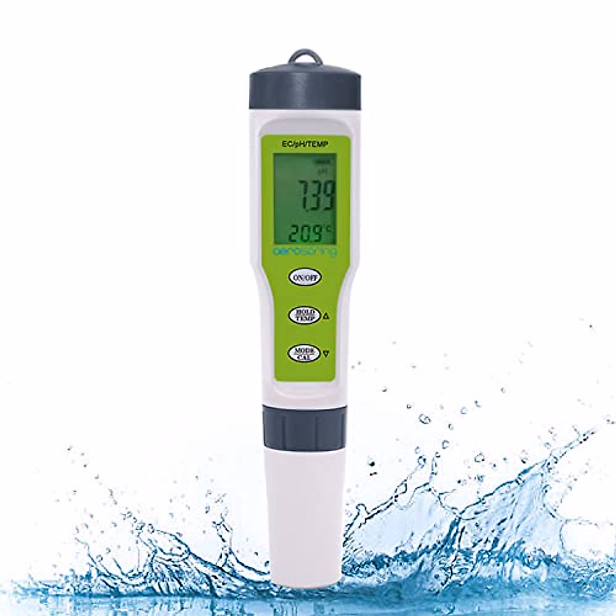 AEROSPRING 3-in-1 Waterproof Multifunction Digital Meter, Measures Electrical Conductivity (EC), pH and Temperature Functions Specially Designed for Hydroponic Systems